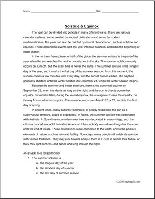 Solstice and Equinox – Abcteach