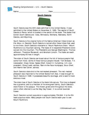 Comprehension: State – South Carolina (elementary) – Abcteach