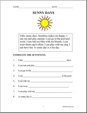 Early Reader: Sunny Days (pre-K) – Abcteach