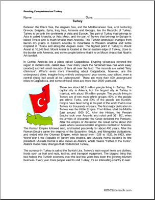 Comprehension: Turkey (upper elementary/ middle) – Abcteach
