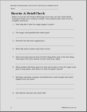 Jack and the Giant Pepper (middle school) Fairy Tale – Abcteach