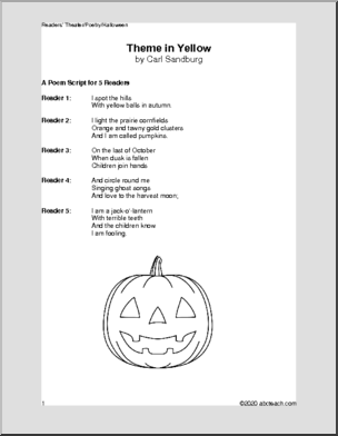 Theme in Yellow (upper elem/middle) Reader’s Theater Poetry – Abcteach