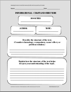 Common Core: Reading: Informational Craft and Structure Template (4th grade) – Abcteach