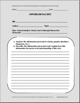 Common Core: ELA: Informational Text Template (4th grade) – Abcteach