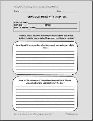 Common Core: Literature Comprehension Template (5th grade) – Abcteach