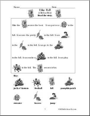 Fall Season (b/w) Rebus – Abcteach