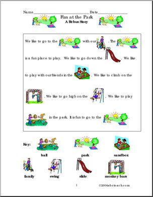 Fun at the Park (full color) Rebus – Abcteach