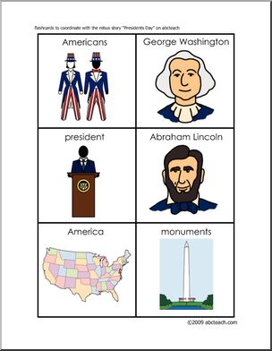 Presidents’ Day (color) – flashcards Rebus – Abcteach