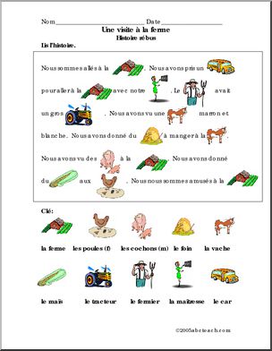 French: Une visite â€¡ la ferme – Abcteach