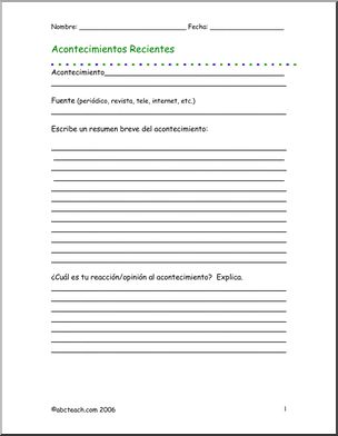Spanish: Spanish 1 – Eventos actuales (secundaria) – Abcteach