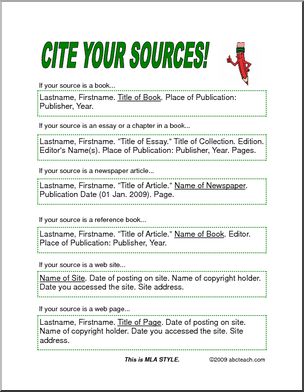 Reference Page: Cite Your Sources! – Abcteach