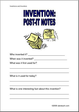 Report Form: Invention – Post-It Notes – Abcteach