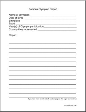 Report Form: Olympic Athletes – Abcteach