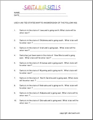 Map Skills: Santa Theme – Abcteach