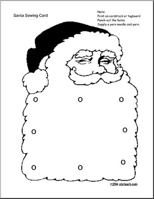 Sewing Card: Santa – Abcteach