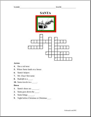 Crossword: Christmas – Santa Claus – Abcteach