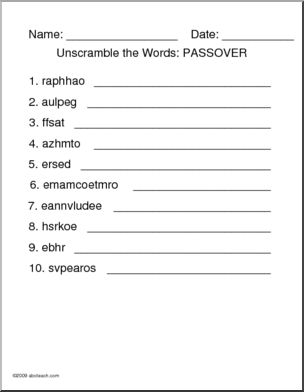 Poster: Passover – Four Questions – Abcteach