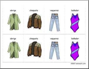 Spanish: Secondary Clothing Vocabulary Card Game – Abcteach