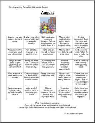 Monthly Activity Calendars: Homework: March (secondary/special needs ...