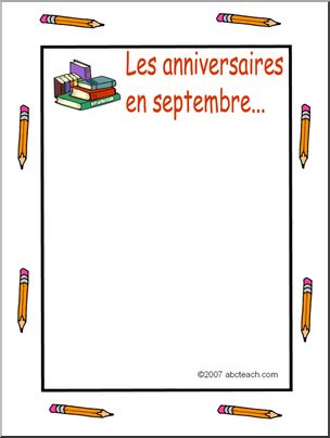 French: Affiche pour montrer les anniversaires en septembre – Abcteach