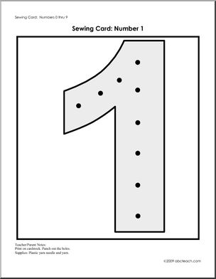 Sewing Cards: Numbers 0-9 – Abcteach