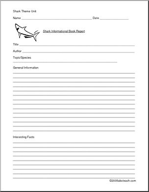 Book Report Form: Sharks – Abcteach