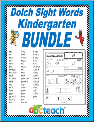 Sight Word Skills Bundle – Kindergarten (53 pages) – Abcteach