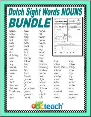Sight Word Skills Bundle – Nouns (96 pages) – Abcteach