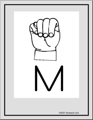 Poster: ASL Letter M – Abcteach