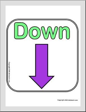 Directional Sign: Down – Abcteach