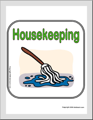 Center Sign: Housekeeping – Abcteach