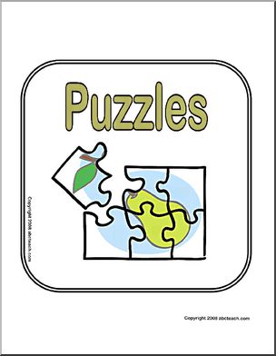 Center Sign: Puzzles – Abcteach
