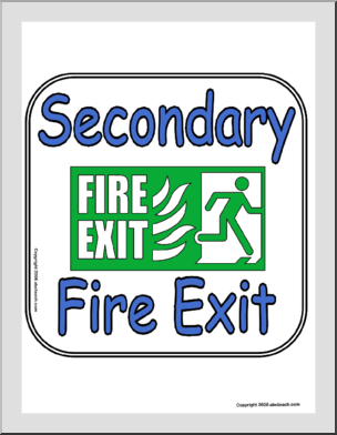 Sign: Secondary Fire Exit – Abcteach