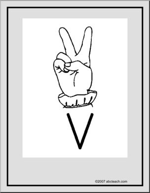 Poster: ASL Letter V – Abcteach