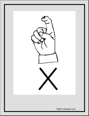 Poster: ASL Letter X – Abcteach