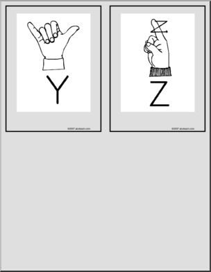 Flashcard: Sign Language (Y-Z) – Abcteach