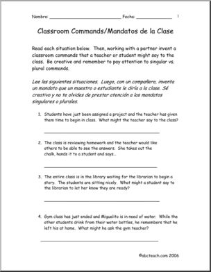 Spanish: Spanish 1 – Practica los mandatos de la clase (secundaria ...