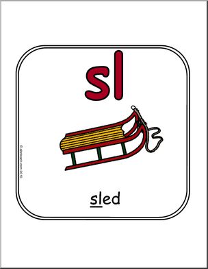 Consonant Blend Sl – Sled (color) (primary) Sign – Abcteach