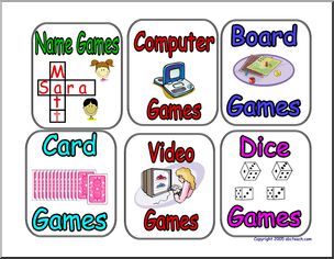 Center Signs: Games (small set of 6 signs) – Abcteach