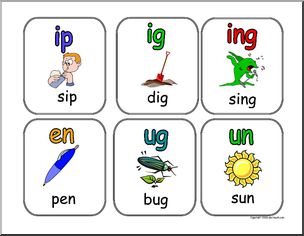 Word Families set 5 (color) Small Signs – Abcteach