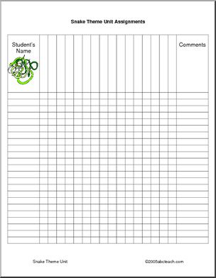Assignment Forms: Snakes – Abcteach