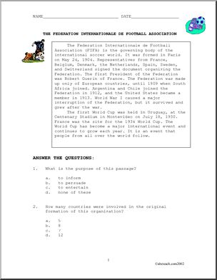 Comprehension: Sports – Soccer World Cup (upper elementary) – Abcteach