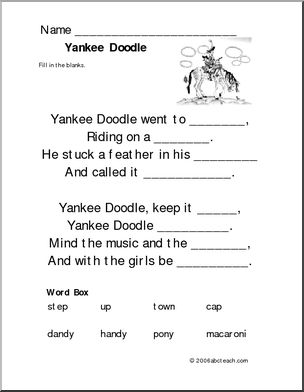 Song: Yankee Doodle Dandy (preschool/ primary) – Abcteach