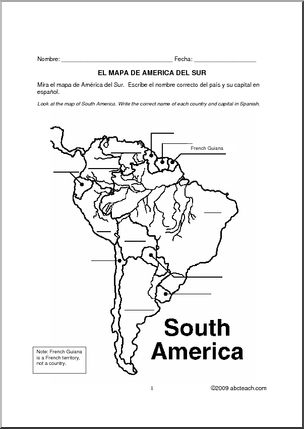 Spanish: GeografÃŒa: AmÃˆrica del Sur (elementaria/secundaria) – Abcteach