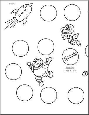 Game Board: Space (20 spaces; b/w) – Abcteach