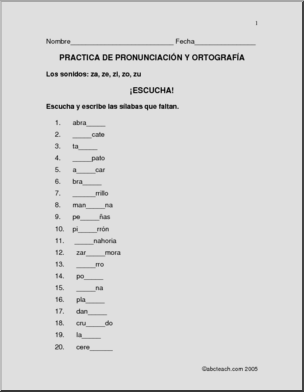 Spanish: Pronunciation & Spelling – z – Abcteach