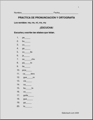 Spanish: Pronunciation & Spelling – rr – Abcteach