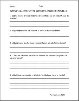 Spanish: Las Tradiciones de Navidad en los Estados Unidos. – Abcteach