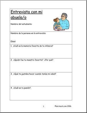 Spanish: Mini-proyecto: Una entrevista con mi abuelo o abuela. – Abcteach