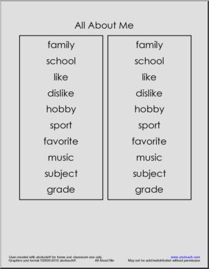 All About Me Spelling – Abcteach